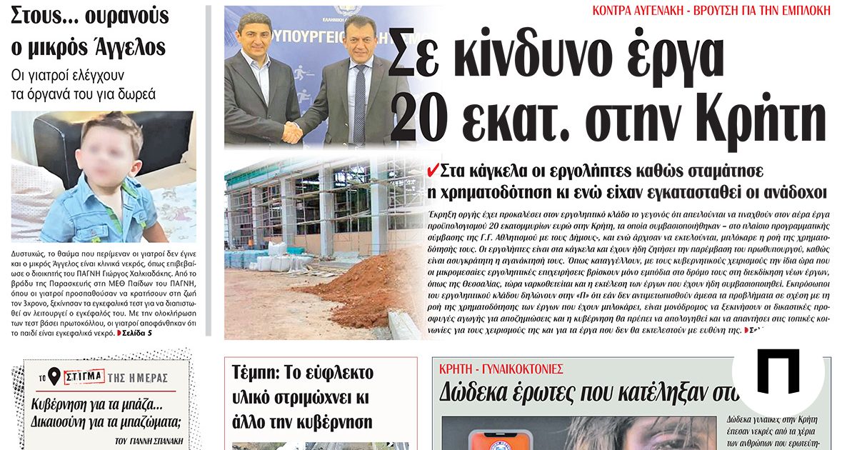 Πρωτοσέλιδο ΠΑΤΡΙΣ 3/2/2025 - PATRIS.GR